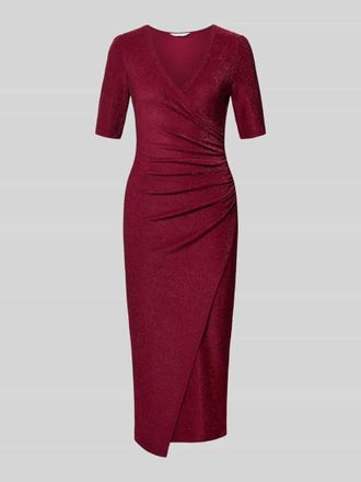 Apricot Schimmerndes Midikleid mit Raffungen