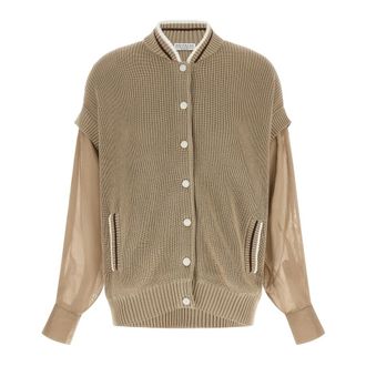 Brunello Cucinelli Baumwoll-Strickjacke - - Knitwear - Damen - Beige - L