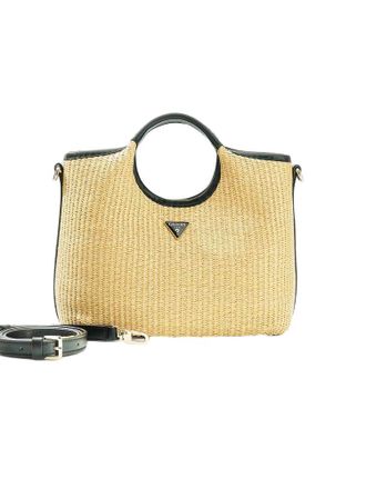 Guess Womens Satchel Bag Natural-Black Polypropylene - Satchel-Bags Natural/black