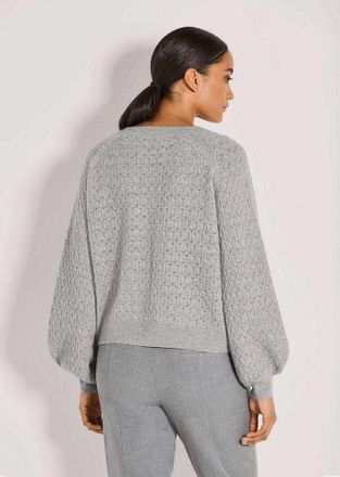 Madeleine Strickjacke Elegante Strickjacke mit Ajour-Muster Jacke mit V-Ausschnitt, Knopfleiste und Langarm