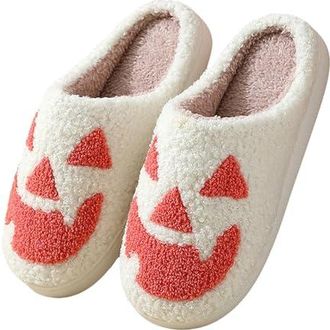 Generic Pantoufles en peluche pour femme pour Halloween - Chaussons dhiver doux et antid&eacute;rapants pour lext&eacute;rieur et lint&eacute;rieur - Chaussures chaudes pour femme