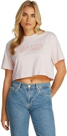 Calvin Klein T-Shirt Manches Courtes Femme Varsity Boxy Tee Court, Rose (Silver Peony), S