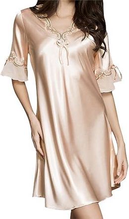 Generic Chemises Nuit Femme Manches Courtes Robe de Nuit Court Grande Taille Casual V&ecirc;tement De Nuit Nuisettes Pyjama Sexy Sleepwear Attrayant Chemise de Nuit