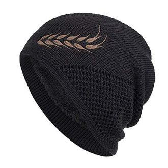 Generic Cocila Winter Women Oversized Skully Baggy Trendy Hat Warm Men Stretchy Chunky Baseball Caps Casquette Original Hommes (Black M) Bonnet Jersey léger p