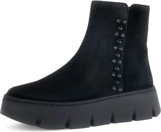 Gabor Round-Toe Leder Stiefelette - - Shoes - Damen - Schwarzk - 38 EU