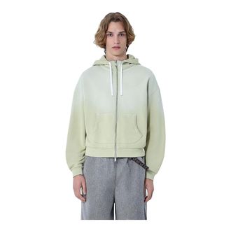 Brain Dead Homme, Sweatshirts et sweats &agrave; capuche, Beige, Taille: S Sweat &agrave; capuche zipp&eacute; avec coudi&egrave;res rembourr&eacute;es
