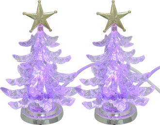DOITOOL LED Weihnachtsbaum, 2 St&uuml;ck USB-Betrieben Acryl Beleuchteter Weihnachtslichter Nachtlicht Mit Stern Baumspitze Weihnachts-Tischleuchten F&uuml;r Feiertagsd