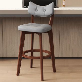 Generic Barhocker In Thekenhöhe, 71,1 cm, 2er-Set, Kunstleder, Mit Rückenlehne, Beine Aus Massivholz, Kücheninselstuhl, Natur(Walnut F)