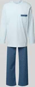 Schiesser Pyjama mit klassischer Brusttasche und Rundhalsausschnitt