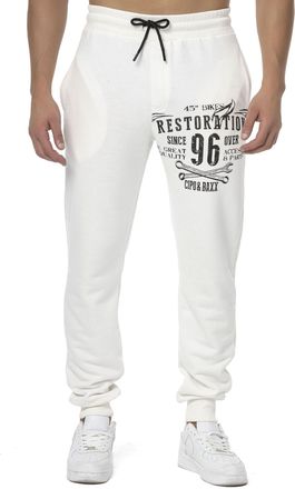Cipo & Baxx Herren Jogginghose CR156 Ecru - Bequeme Freizeithose mit sportlichem Schnitt funktionalen Taschen & modischem Design f&uuml;r Alltag, Sport und Streetwear 