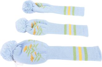 Generic Gestrickte Schlägerkopfbezüge, Langhalsige Schlägerkopfbezüge, Waschbar, Handgefertigt, Weich, 3 Stück für das Spiel (Blue)