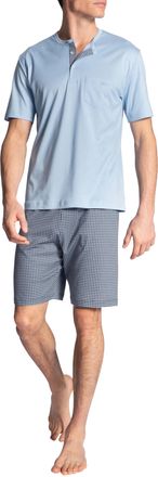 CALIDA Relax Choice Kurz-Pyjama Herren, aus 100% Supima-Baumwolle, mit stoffbezogenem Gummibund