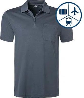 Ragman Herren Zip-Polo blau Baumwoll-Piqu&eacute;