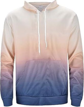 Generic Hoodie Homme Y2K D&eacute;grad&eacute; Cordon Drawstring - Graphique Tendance Printemps Entra&icirc;nement Running Poches Lat&eacute;rales, Pullover Casual Moderne & Respirant(L