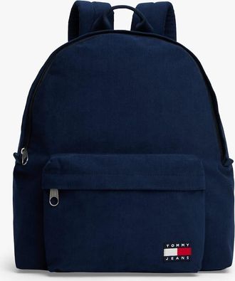 Tommy Jeans Essential - Sac à dos arrondi en velours côtelé à logo - Bleu foncé