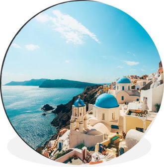 MuchoWow Wandbild Rund Wanddeko Deko Wohnzimmer Bilder 30x30 cm Nachmittag in Santorini Griechenland