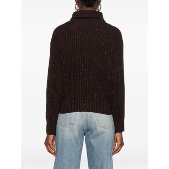 Brunello Cucinelli Sequin-Embellished Cashmere Blend Cardigan - Brown