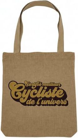 Fabulous Sac Shopping Tote Bag Aspect Lin - Certifi&eacute; meilleur Cycliste de lunivers V&eacute;lo Route Sport VTT Montagne Gravel - Sac de Courses Toile Epaisse 360g Bei