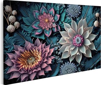 Islandburner Bild auf Leinwand Floral Dark Top View Blumen Vintage Style Floral Dark Top Bilder Wandbilder Poster IUXV-1P