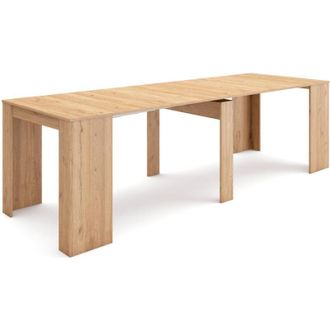 Skraut Home Skraut Home - Ausziehbarertisch, Multifunktionaler ausziehbarer, 260, F&uuml;r 12 G&auml;ste, Esszimmertische, Moderner Stil, Eiche