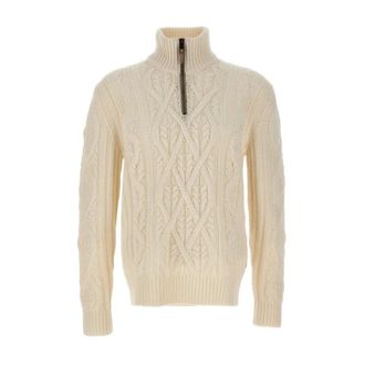HUGO BOSS Cable-Knit Zip-Neck Pullover - - Knitwear - Herren - Beige - L