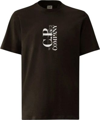 C.P. Company C.p. Company, Homme, Tops, Noir, Taille: S 30/1 Jersey Vertical Logo T-Shirt