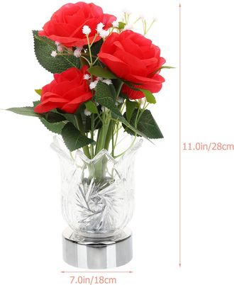 BESPORTBLE LED Rosen Nachtlicht mit Warmem Licht Dekorative Glasvase mit K&uuml;nstlicher Blume Stimmungsvolles M&auml;dchenzimmer Deko Romantische Tischlampe f&uuml;r Schlafzi