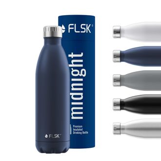 FLSK Trinkflasche - Premium Edelstahl Thermosflasche - 100 % auslaufsicher & kohlens&auml;uregeeignet - h&auml;lt 24 h kalt & 18 h hei&szlig; - BPA-frei (midnight, 750 ml)