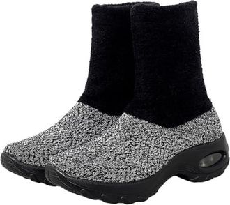 FOMIYES Bottes de Neige -Mollet pour Femme Bottes DAutomne Chaudes Doublure en Fourrure Semelle &agrave; Antid&eacute;rapante Taille 37 Couleur Grise Chaussures Confortable