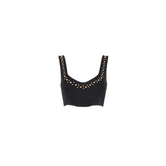 Nenette Schwarzes Top mit Herzausschnitt und Nieten - - Tops - Damen - Schwarzk - S
