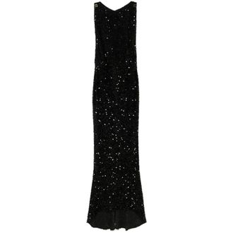 Elisabetta Franchi Femme, Robes, Noir, Taille: 38 FR Red Carpet Dress In Sequins With Logo Detail