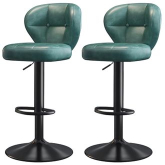 Generic Moderne Barhocker, 2Er-Set, Drehbar, mit R&uuml;ckenlehne, Metallgestell, Gepolstert, f&uuml;r K&uuml;cheninseln, 62-82 cm