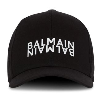 Balmain Homme, Accessoires, Noir, Taille: ONE Size Casquette en coton avec imprim&eacute;