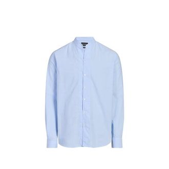 Emporio Armani Chemise ray&eacute;e &agrave; col mao en coton et lin