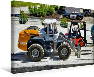 Calvendo Premium Textil-Leinwand 45 x 30 cm Quer-Format Radlader und Stapler | Wandbild, HD-Bild auf Keilrahmen, Fertigbild auf hochwertigem Vlies, Leinwanddru