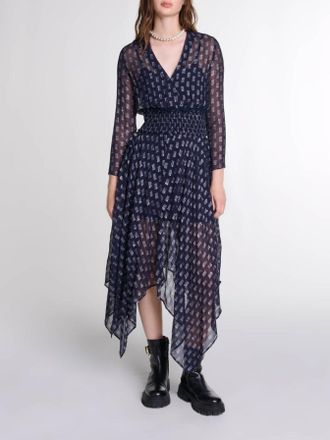 Maje Asymmetrisches Langes Kleid - Marineblau - Gr&ouml;&szlig;e 32 - Maje