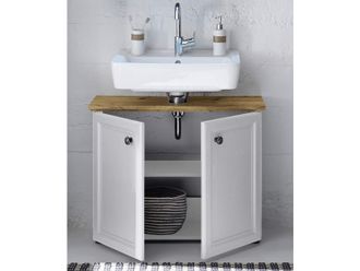 M&ouml;belando Waschbeckenunterschrank Badschrank Unterschrank Badm&ouml;bel Schrank Bad Tomlin I Wei&szlig;/Artisan Eiche