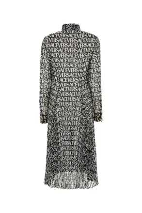 Versace Womens Printed Crepe Shirt Dress Nerobianco Exterior: Silk Abiti