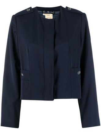 Ferragamo veste crop à simple boutonnage (années 1970) - Bleu