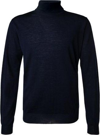 Stenströms Herren Rollkragenpullover blau Merinowolle unifarben