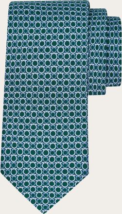 Ferragamo Herren Seidenkrawatte mit Gancini-Print Gr&uuml;n