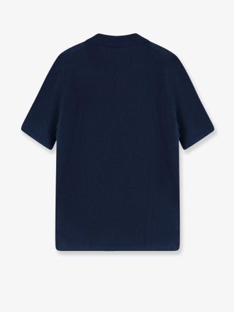 Alpha Studio Mens Polo Shirt Linen-Cotton Blue T-shirts And Polos