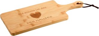 KESPER | Schneid- und Servierbrett mit Herz, Material: Bambus, Maße: 42 x 17 x 1,5 cm, Motiv: Herz, Farbe: Braun | 58393