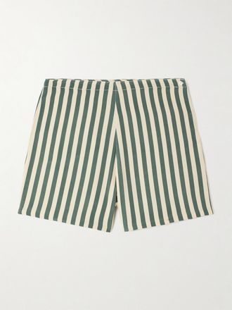 Bode Short En Soie À Rayures Soda - Vert