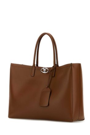 Valentino Garavani Mens Brown Leather Vlogo Shopping Bag Tobacco Borse A Mano