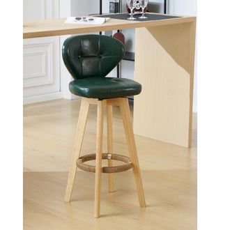 Generic 28 Drehbare Barhocker, 2er-Set - Barstühle aus Kunstleder in Thekenhöhe mit Rückenlehne, Beinen aus Massivholz und Fußstütze for Kücheninsel, Pub, Ess