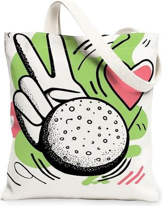 Generic Sacs fourre-tout en toile avec geste artistique - Design graphique - R&eacute;utilisables - L&eacute;gers - Pour l&eacute;t&eacute;, les voyages, la plage, les pique-niques, blan