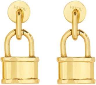 Patou Femme, Accessoires, Jaune, Taille: ONE Size Padlock Charm Drop Earrings