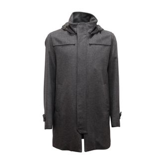Herno Woll-Kaschmir-Halbmanteljacke - - Coats - Herren - Grau - L