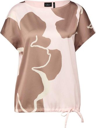 s.Oliver Kurzarmshirt T-Shirt Blusenshirt mit U-Boot-Ausschnitt und Frontprint